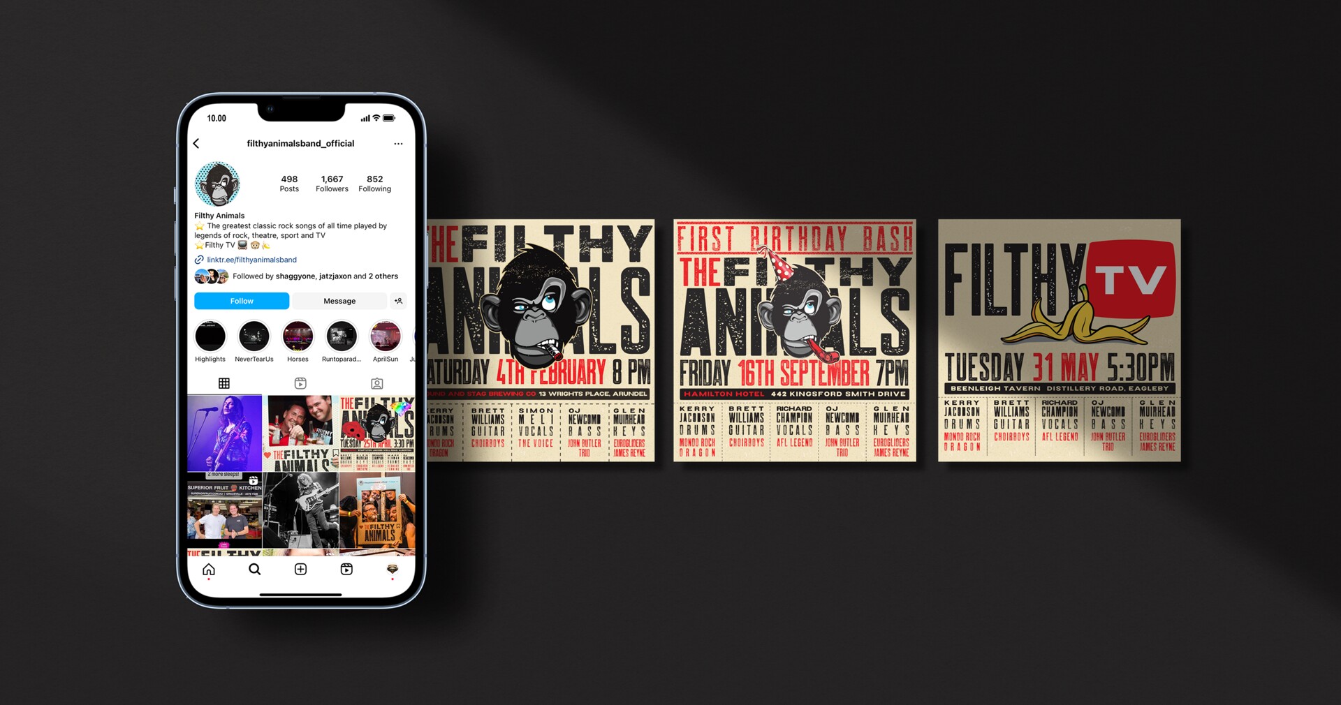 The Filthy Animals Band | Our Work | Grafix Garage